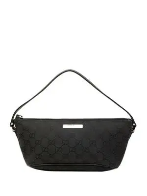 Gucci 2000-2015 Gg Canvas Boat Shoulder Bag - Black