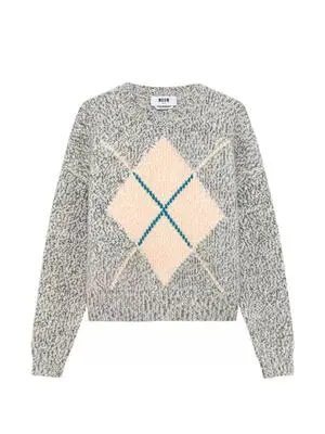 MSGM Argyle-pattern Marl-knit Sweater