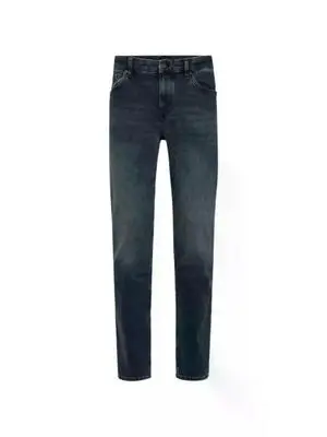 BOSS Faded-effect Straight-leg Jeans