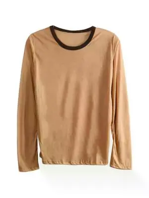 BASERANGE Contrast-trim Long-sleeve T-shirt - Neutrals