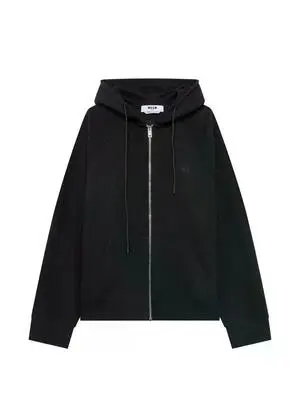 MSGM Logo-patch Zip-up Hoodie - Black