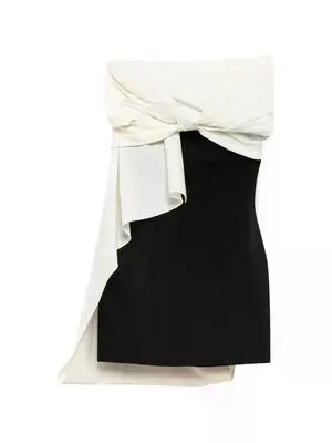 MSGM Bow-detail Off-shoulder Mini Dress