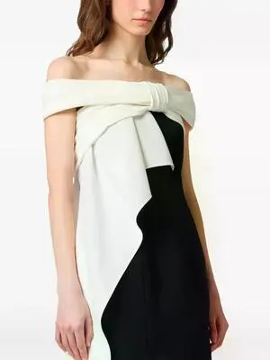 MSGM Bow-detail Off-shoulder Mini Dress