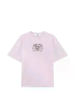 MSGM Embroidered Logo Oversized-fit T-shirt - Purple