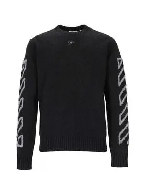 Off-White Diagonal Arrow Fuzzy Crewneck Sweater
