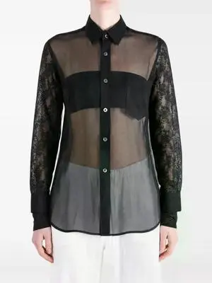 Comme Des Garçons Lace-sleeve Sheer Shirt