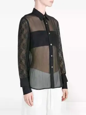 Comme Des Garçons Lace-sleeve Sheer Shirt