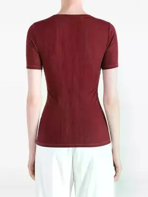 BASERANGE Ribbed Heart-cutout T-shirt - Red