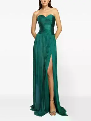 CRISTALLINI Nova Pleated Silk Maxi Dress - Green
