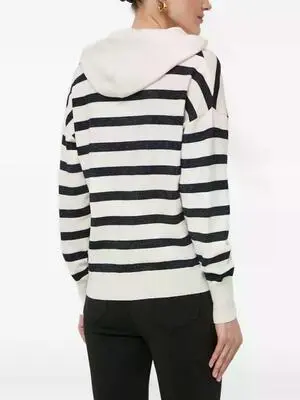 MORGAN Striped Hooded V-neck Sweater