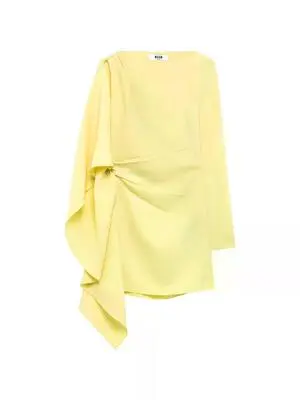 MSGM Asymmetric Draped Mini Dress - Yellow