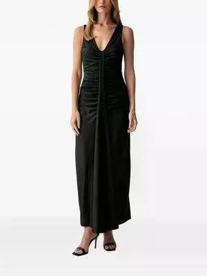 FRACOMINA Sleeveless Ruched Maxi Dress - Black