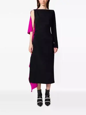 MSGM Asymmetric Draped Midi Dress - Black