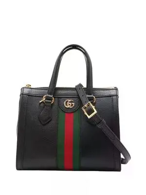 Gucci 2000-2015 Small Leather Web Ophidia Satchel - Black