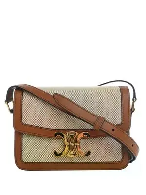 Celine 2019 Teen Canvas And Calfskin Triomphe Crossbody Bag - Neutrals