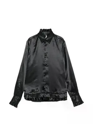 Noir Kei Ninomiya Ruffled-trim Satin Shirt - Black