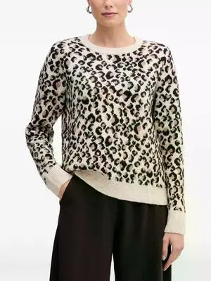 MORGAN Crew Neck Leopard Print Knit Sweater