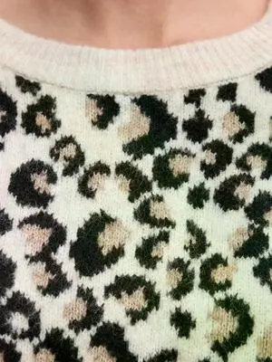 MORGAN Crew Neck Leopard Print Knit Sweater