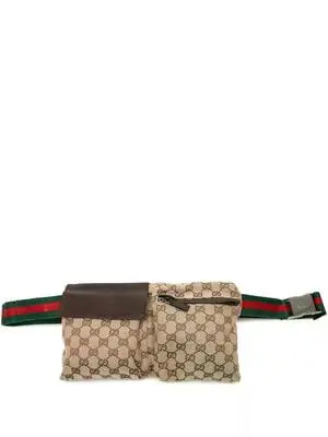 Gucci 2000-2015 Gg Canvas Web Double Pocket Belt Bag - Neutrals