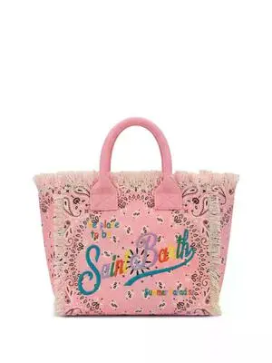 MC2 SAINT BARTH Colette Bandana-print Frayed Beach Bag - Pink