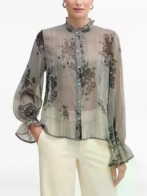 MORGAN Ruffled Floral Blouse - Black
