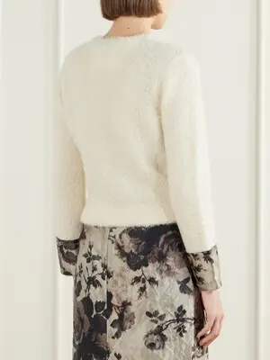 Erdem Satin-trimmed Wool And Alpaca-blend Cardigan