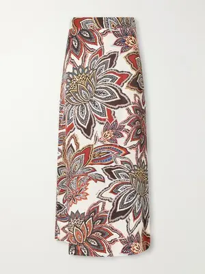 Farm Rio Floral-print Satin Maxi Skirt - Multi