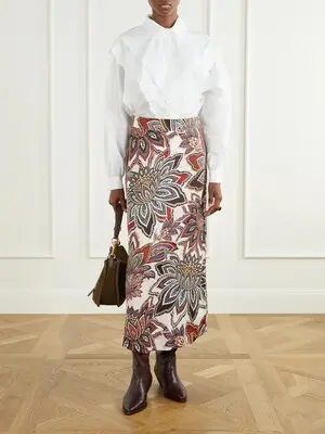 Farm Rio Floral-print Satin Maxi Skirt