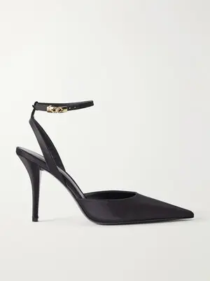 Balmain 100 Embellished Satin Pumps - Black