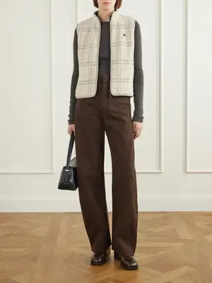 Burberry Logo-embroidered Checked Wool And Cashmere-blend Gilet