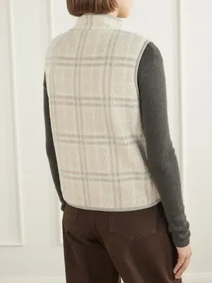 Burberry Logo-embroidered Checked Wool And Cashmere-blend Gilet