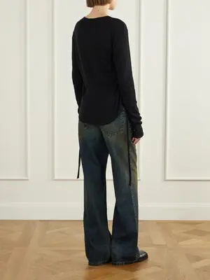 ANN DEMEULEMEESTER Dot Gathered Ribbed Cotton T-shirt