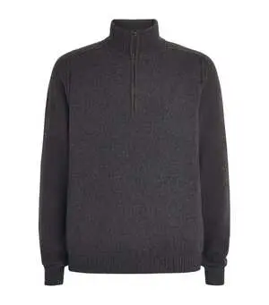 Sease Cashmere Mouliné Half-zip Sweater - Brown