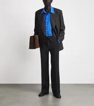 Dries Van Noten Folded Waist Straight Leg Trousers - Black