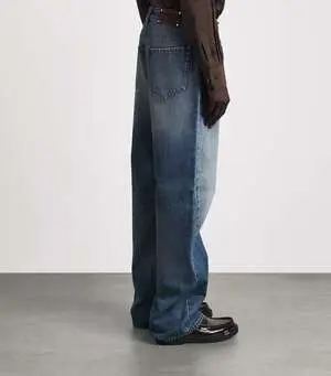 Dries Van Noten Straight Leg Jeans With Whiskering
