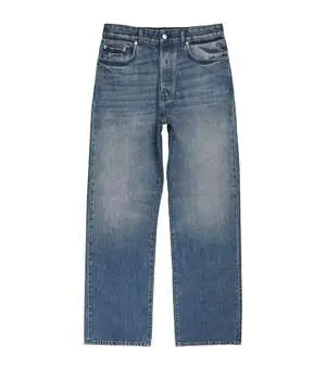 Dries Van Noten Straight Leg Jeans With Whiskering - Blue