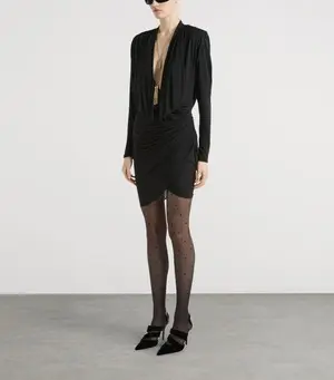 Balmain Draped Long-sleeve Mini Dress