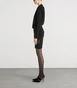 Balmain Draped Long-sleeve Mini Dress