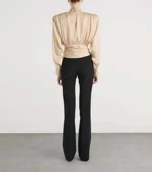 Balmain Silk Charmeuse Gathered Blouse