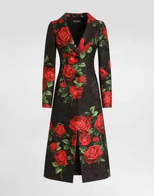 Dolce & Gabbana Rose-print Brocade Coat