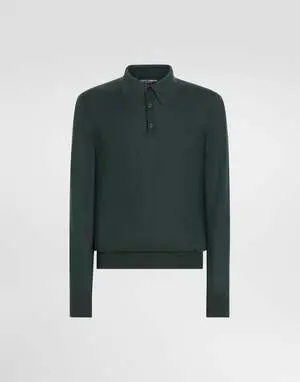 Dolce & Gabbana Knit Cashmere Polo Shirt Sweaters And Cardigans - Green