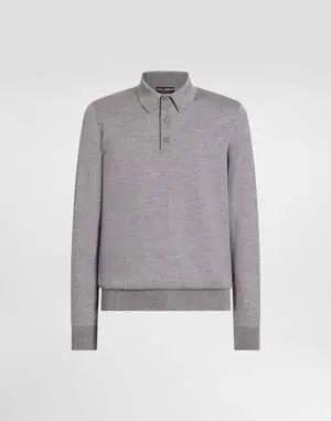 Dolce & Gabbana Knit Cashmere Polo Shirt Sweaters And Cardigans - Grey