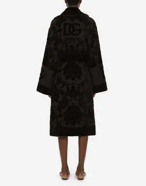Dolce & Gabbana Bath Robe In Terry Cotton Jacquard Monochrome Bathrobes - Multicolor