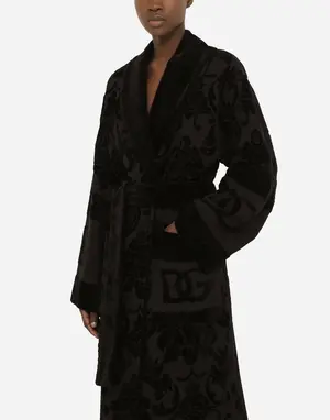 Dolce & Gabbana Bath Robe In Terry Cotton Jacquard Monochrome Bathrobes - Multicolor