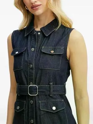 MORGAN Belted Tiered Denim Dress