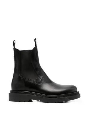 BUTTERO® Elasticated-panel Leather Chelsea Boots - Black