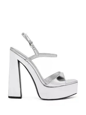 Schutz Metallic Platform Sandals - Silver