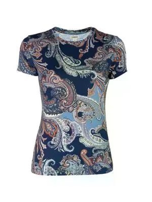 L'Agence Ressi Paisley-print T-shirt - Blue