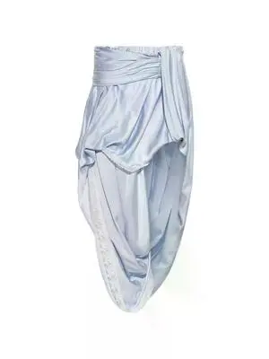 DIESEL® Draped Satin Midi Skirt With Lace Trim And Belt