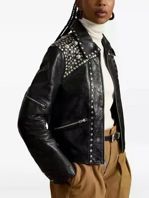 Polo Ralph Lauren Stud-embellished Leather Biker Jacket